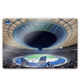 Glasbild modern Fußball Verein Hertha Bsc Stadion bei Nacht 60x40cm Glas Wandposter - bunt