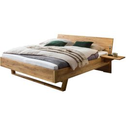 Massivholz Bettrahmen Concept Line 300, Wildeiche geölt, mit Kopfteil und Nachtkonsolen 180x220 cm - Bed Box
