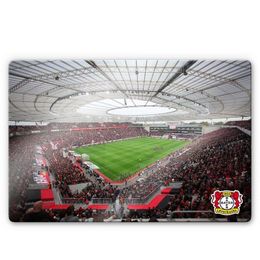 Glasbild modern Fußball Verein Bay Arena Leverkusen Fan Stadion 60x40cm Glas Wandposter - bunt
