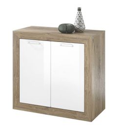 Kommode Sideboard Stauraum Schuhe ca. 90 x 87 x 42 cm Eiche dunkel / Weiß Hgl.