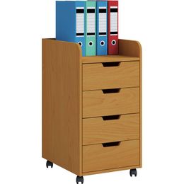 ebuy24 - Konal Maxi Kommode , Büroarchiv auf Rädern 1 Regal und 4 Schubladen Buche dekor. - Braun
