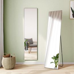 Ganzkörperspiegel Silber Standspiegel 160 x 40 cm Silber Metallrahmen Rahmen hd Großer Standspiegel für Ankleidezimmer/Schlafzimmer/Wohnzimmer