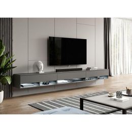 TV-Schrank alyx 300 cm (3x100cm) Lowboard modern Grau Anthrazit - Furnix