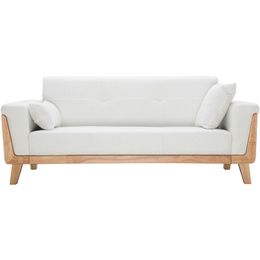 Miliboo Design-Sofa 3 Plätze Altweiß Holzbeine fjord - Weiß