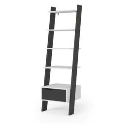 ebuy24 Napoli Bücherregal mit 1 Schublade und 5 Ablagen weiß und matt schwarz.