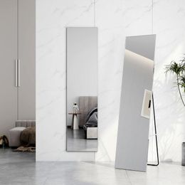 Standspiegel mit Rahmen aus Aluminiumlegierung, 160x40cm hd Groß Ganzkörperspiegel mit Haken, Rechteckiger Hochspiegel für Wohnzimmer oder