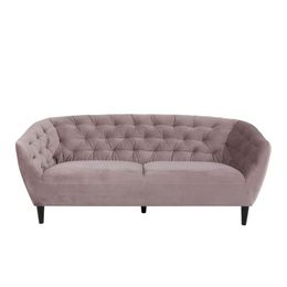 Rian 3 Personen Sofa rosa mit schwarzen Beinen.