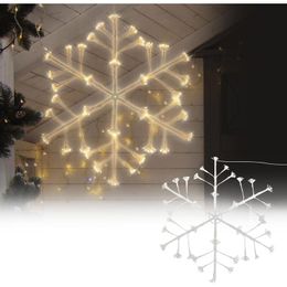 ECD Germany Led Schneeflocke mit 288 warmweißen LEDs, 87cm, Dekorative Hängende Weihnachtsbeleuchtung für Innen/Außen, IP44 Wasserdicht, Fensterlicht