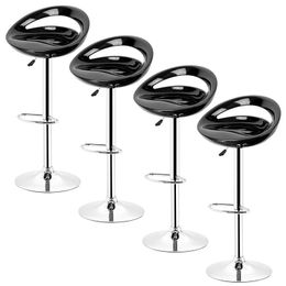 4er-Set Barstuhl, 360°Drehung, höhenverstellbar,mit Fußstütze, für Bar, Arbeitszimmer, Küche (Schwarz,4pcs)