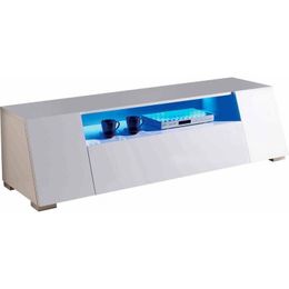 HABITAT ET JARDIN - LED-TV-Lowboard Chlora - 160 x 52 x 43,5 cm - Weiß lackiert