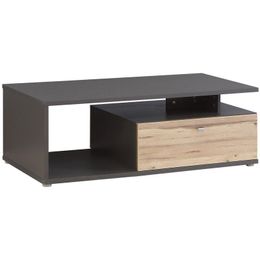 Couchtisch Grau und Planked Eiche Grau und Planked Eiche Wohnzimmertisch Modern - 120x41,5x60,4 cm (BxHxT) - Sofatisch Ablagetisch Tisch