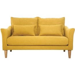 Miliboo - Skandinavisches Sofa senfgelber Stoff mit Samteffekt 2-Sitzer kate - Gelb