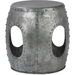 Womo-design - Beistelltisch rund, ø 38x43 cm, Silber, aus Metall, Unikat, handgefertigt, Industrie-Design, Couchtisch mit Schweißnieten,