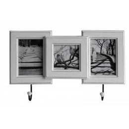 Licht-Erlebnisse - Hakenleiste Wandgarderobe mit Bilderrahmen Weiß 36 x 22 cm Flur - Weiß