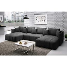 U-Form-Sofa asvil Wohnzimmersofa mit Schlaffunktion und Bettkasten EN25 - Furnix