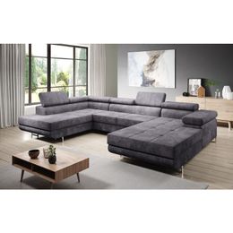 Zante Couch Sofa Schlafsofa U-Form U-Sofa Schlaffunktion KR22 Grau - Furnix