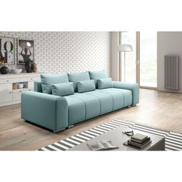FURNIX Sofa LORETA Couch 3-Sitzer mit Schlaffunktion und Bettkasten EN18 Mint - Mint