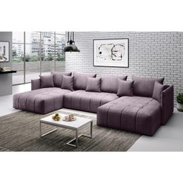 Furnix - U-Form-Sofa asvil Wohnzimmersofa mit Schlaffunktion und Bettkasten MH62