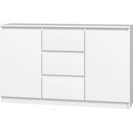 3xEliving DEMI 2D3S Kommode 120cm in weiß - Modernes Sideboard mit viel Stauraum für Ihren Wohnbereich - 120 x 78 x 39cm (B/H/T) - weiss
