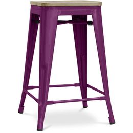 PRIVATEFLOOR - Barhocker im Industriedesign - Holz & Stahl - 61cm - Stylix Purple - Holz, Stahl - Purple