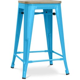 PRIVATEFLOOR - Barhocker im Industriedesign - Holz & Stahl - 61cm - Stylix Turquoise - Holz, Stahl - Turquoise