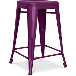 PRIVATEFLOOR Barhocker im Industriedesign - Stahl matt - 60cm - Stylix Purple - Stahl, Metall - Purple