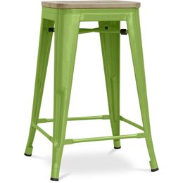PRIVATEFLOOR - Barhocker im Industriedesign - Holz & Stahl - 61cm - Stylix Light green - Holz, Stahl - Light green