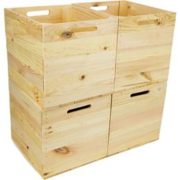 Kistenkolli Altes Land - 4 Stück Weinkiste Natur passend für Ikea Kallax und Expeditregale Holzkiste Regalkiste Obstkiste - Natur