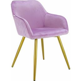 Esszimmerstuhl aus Stoff - 2er Set - Sitzhöhe 46 cm - Küchenstühle - Esszimmermöbel - Rosa - pink - Maxxhome
