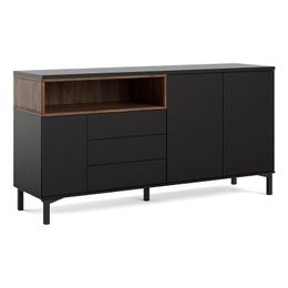 ebuy24 - Rosa Schrank 1 Ablage, 1 kleine Tür, 3 Schubladen, 2 Holztüren schwarz, Walnuss Dekor.