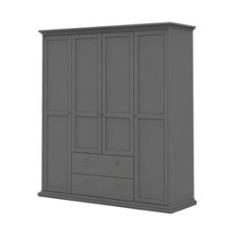 ebuy24 - Venedig Kleiderschrank 4 Türen und 2 Schubladen matt grau.