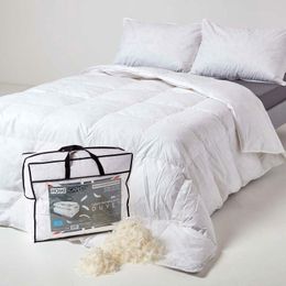 Homescapes Übergangs-Bettdecke Wärmeklasse 3-4, Federbettdecke mit Gänsefedern und -Daunen, 230 x 220 cm - Weiß