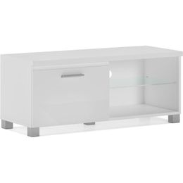 Skraut Home - Möbel-TV-Fernsehen--LED, Wohnzimmer, weiß matt und weiß lackiert, Größe: 100 x 40 x 42 cm tief.