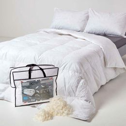 Leichte Sommerbettdecke Wärmeklasse 2, Federbettdecke mit Gänsefedern und -Daunen, 260 x 220 cm - Weiß - Homescapes