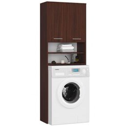 3xe Living - 3xEliving Waschmaschinenschrank koralia mit 2 Türen, für Waschmaschine oder Trockner, Hochschrank Badregal Badschrank in Wenge - Wenge