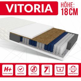 Matratze 140x200 vitoria Taschenfederkern 7 Zonen H3 H4 18 cm Kokos hr Schaum Polyurethanschaum Jersey