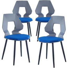 Trisens - 2er 4er Set Design Stühle Esszimmerstühle Küchenstühle Wohnzimmerstuhl Bürostuhl Kunststoff , 4 St., Grau / Dunkelblau