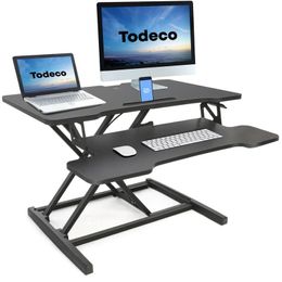 Todeco - Höhenverstellbarer Schreibtisch 91X40cm-stehpult Schreibtischaufsatz mit Tastaturablage für pc Computer Laptop Aufsatz Schreibtisch