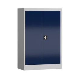 Steelboxx Aktenschrank Metallschrank mit 2 Türen, 1200 x 800 x 380 mm, lichtgrau/enzianblau - blau