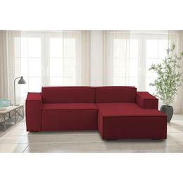 Talamo Italia Festes Sofa Lidia, Großes modulares 2-Sitzer-Sofa mit rechter Halbinsel, 100% Made in Italy, Modernes Sofa aus Stoff, Cm 240x170h70, Rot