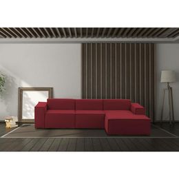 Talamo Italia Festes Sofa Giovanna, Modulares 3-Sitzer-Sofa mit rechter Halbinsel, 100% Made in Italy, Modernes Sofa aus Stoff, Cm 300x170h70, Rot
