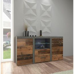 Rumba Kommode Sideboard Wohnwand Wohnzimmer Anbauwand Old Wood + Matera