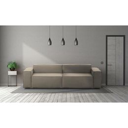 Talamo Italia Festes Sofa Simona, Lineares modulares 3-Sitzer-Sofa, 100% Made in Italy, Modernes Wohnzimmersofa aus Stoff, Cm 260x95h70, Turteltaube