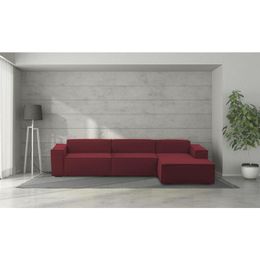 Talamo Italia Festes Sofa Raffaella, Modulares 4-Sitzer-Sofa mit rechter Halbinsel, 100% Made in Italy, Modernes Sofa aus Stoff, Cm 340x170h70, Rot