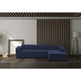 Talamo Italia Festes Sofa Giovanna, Modulares 3-Sitzer-Sofa mit rechter Halbinsel, 100% Made in Italy, Modernes Sofa aus Stoff, Cm 300x170h70, Blau