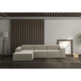 Talamo Italia Festes Sofa Jessica, Modulares 3-Sitzer-Sofa mit linker Halbinsel, 100% Made in Italy, Modernes Sofa aus Stoff, Cm 300x170h70,