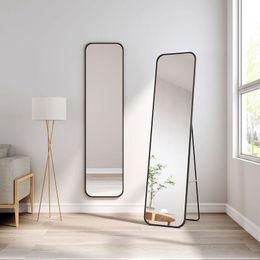 Standspiegel 160x40cm Wandspiegel Bodenspiegel ,Ganzkörperspiegel ,schwarzem Metallrahmen Explosionssicherer Türspiegel - Meykoers