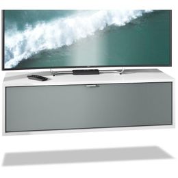 Lowboard tv Board Hängeschrank Lana 100 in Weiß matt - Hochglanz & Naturtöne - Fronten in Graphit seidenmatt - Fronten in Graphit seidenmatt - Vladon