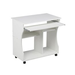 Yaheetech Computertisch Schreibtisch PC-Tisch Laptoptisch mit 4 Ablagefächen, Weiß