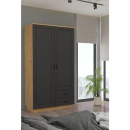 Küchen Preisbombe - Kleiderschrank Stilo 120 cm Garderobenschrank Landhaus Grau Eiche Artisan Buffet